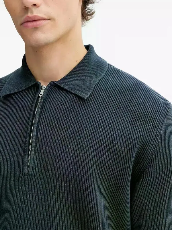 Marc O'polo Ribbed-knit Zip-fastening Polo Shirt