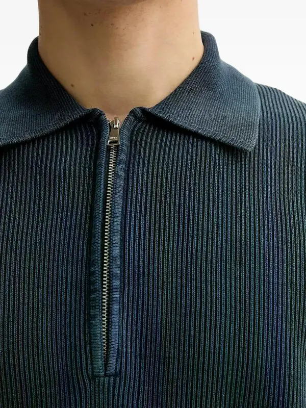 Marc O'polo Ribbed-knit Zip-fastening Polo Shirt