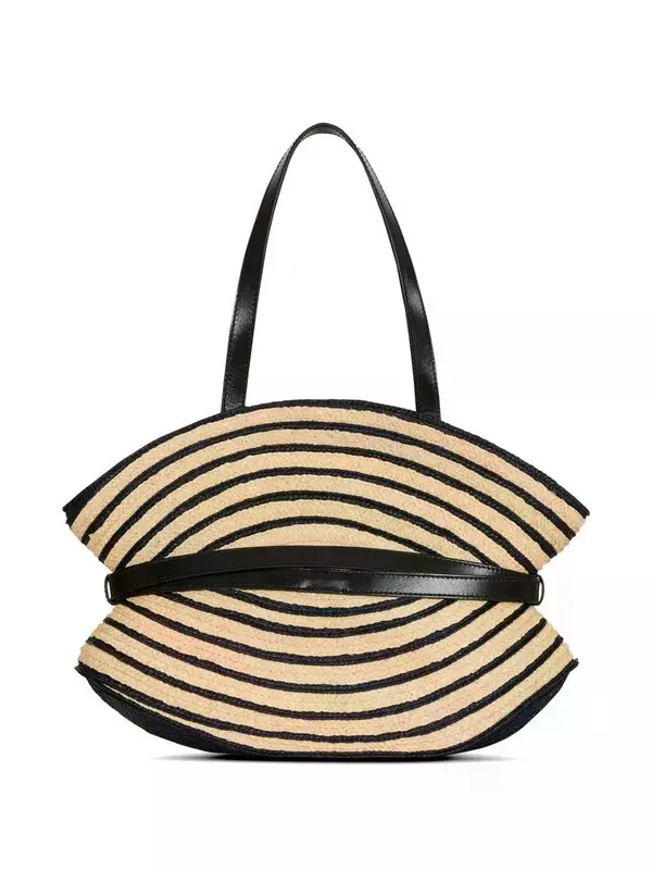 Balmain Medium Raffia Tote Bag - Black