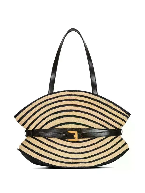 Balmain Medium Raffia Tote Bag - Black