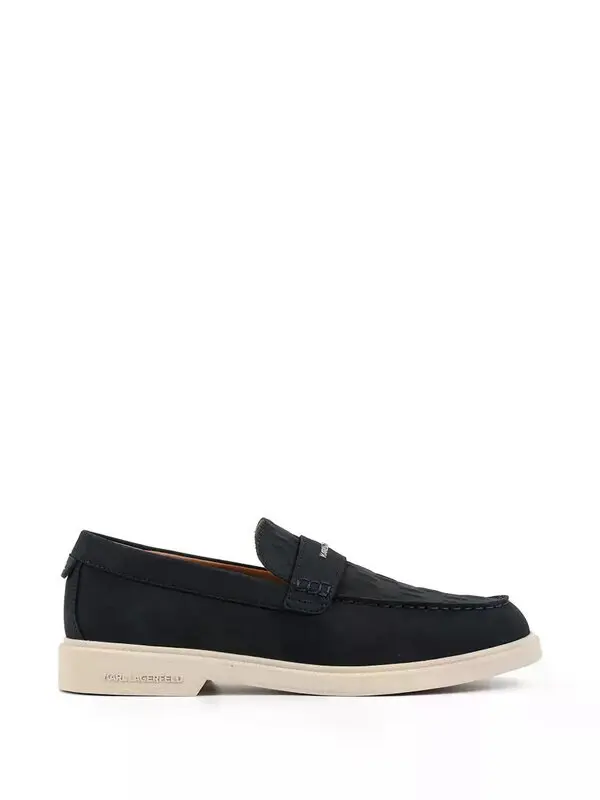 Karl Lagerfeld Monogram-embossed Leather Loafers - Blue