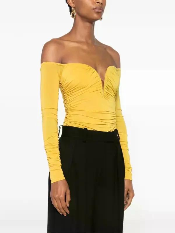 Elisabetta Franchi Ruched Off-the-shoulder Bodysuit