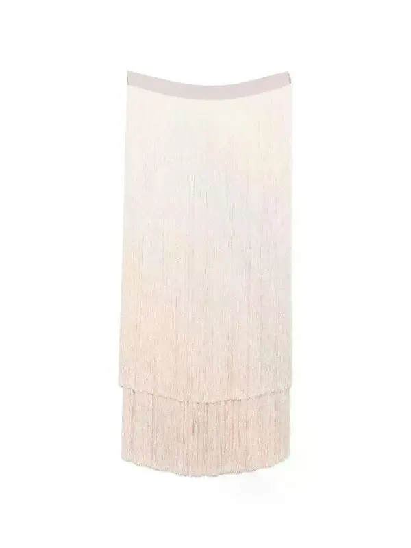 Elisabetta Franchi Fringed Layered Midi Skirt - Pink