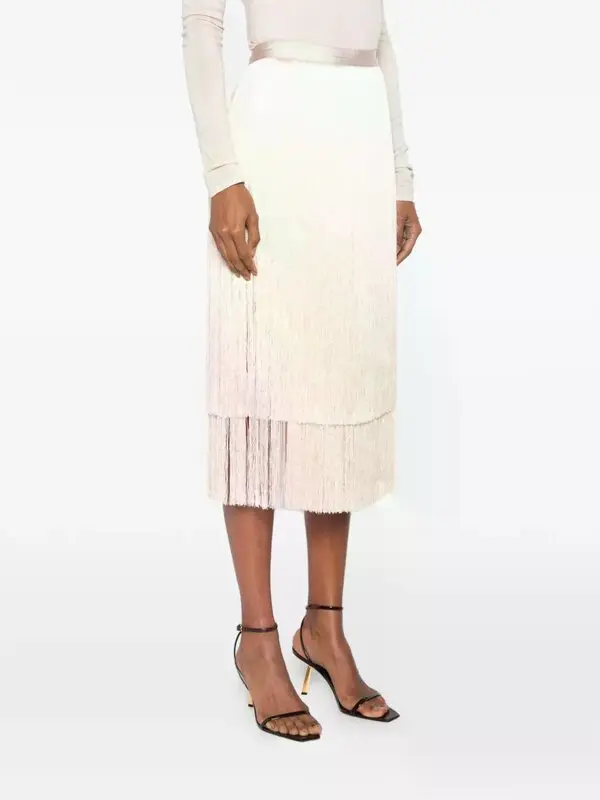Elisabetta Franchi Fringed Layered Midi Skirt