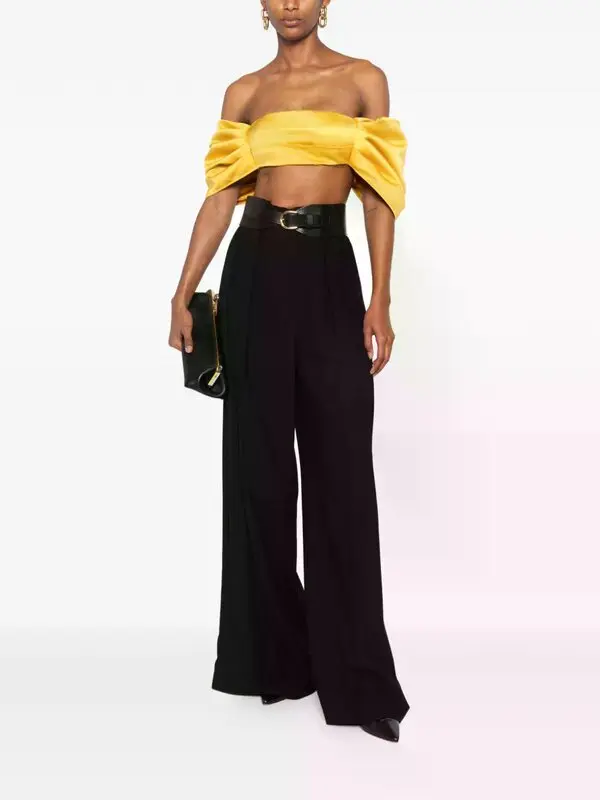 Elisabetta Franchi Off-the-shoulder Satin Crop Top