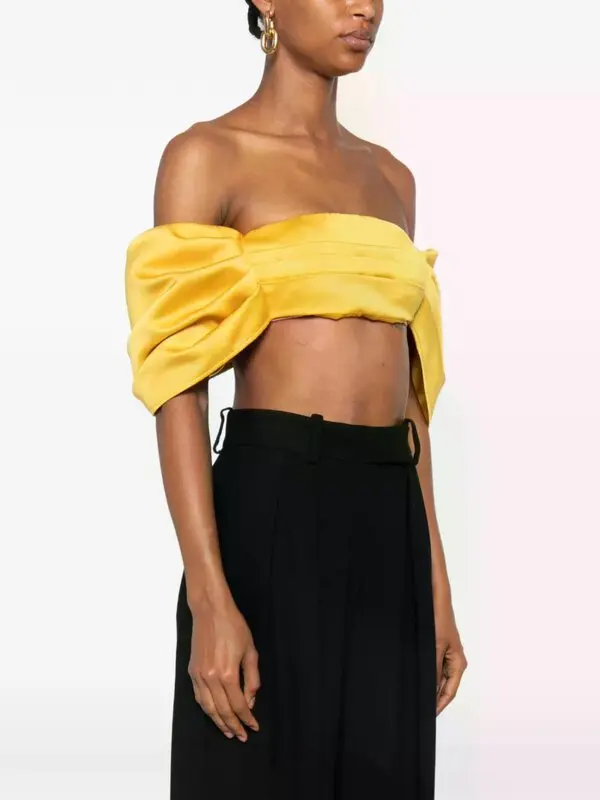 Elisabetta Franchi Off-the-shoulder Satin Crop Top