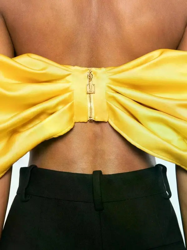 Elisabetta Franchi Off-the-shoulder Satin Crop Top