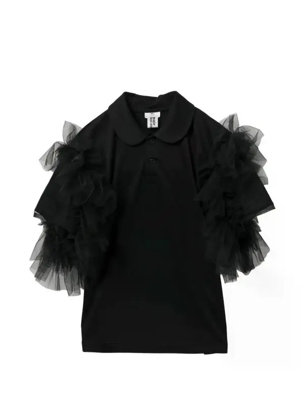 Noir Kei Ninomiya Ruffled Polo Shirt - Black