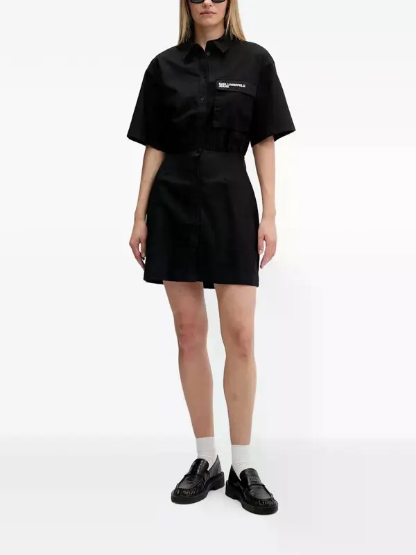 Karl Lagerfeld Cut-out Logo-waistband Dress - Black