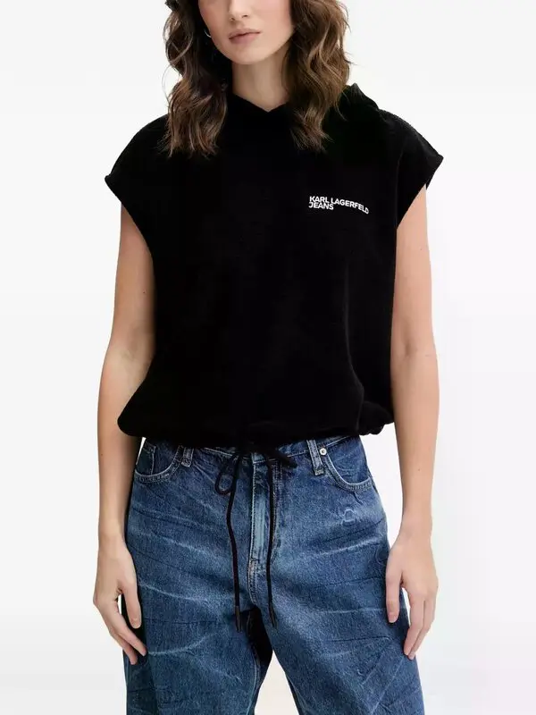 Karl Lagerfeld Logo Print Drawstring Hoodie