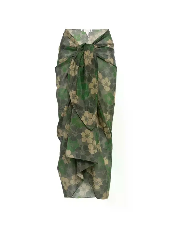 MC2 SAINT BARTH Hibiscus-print Sarong - Green
