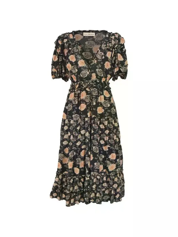 Ulla Johnson Ruffled Floral-print Dress - Black
