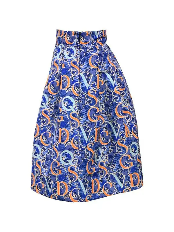 MARY KATRANTZOU Multicolor Abstract-print Flared Skirt