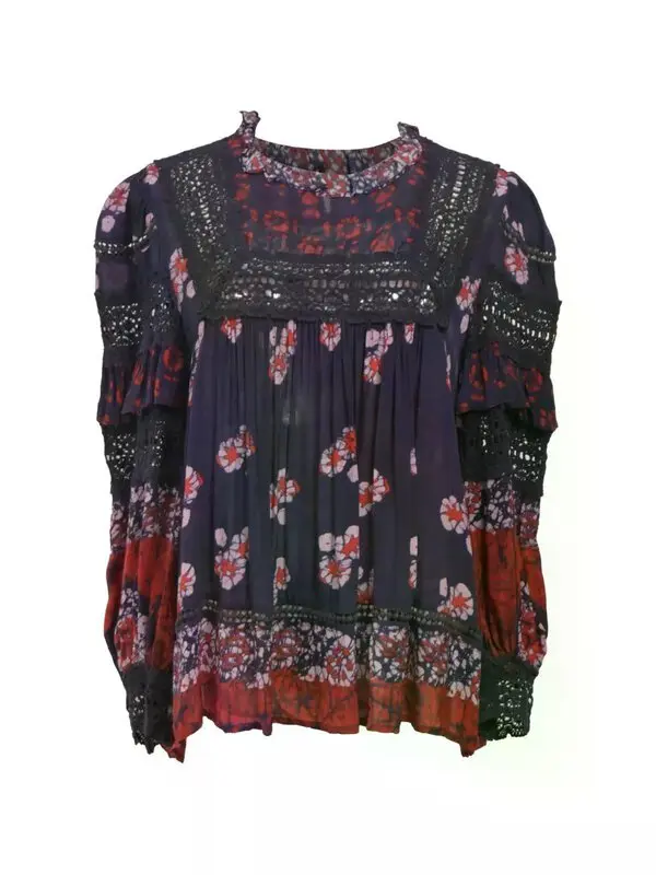 Sea Eloise Ruffled Printed Silk Blouse - Blue
