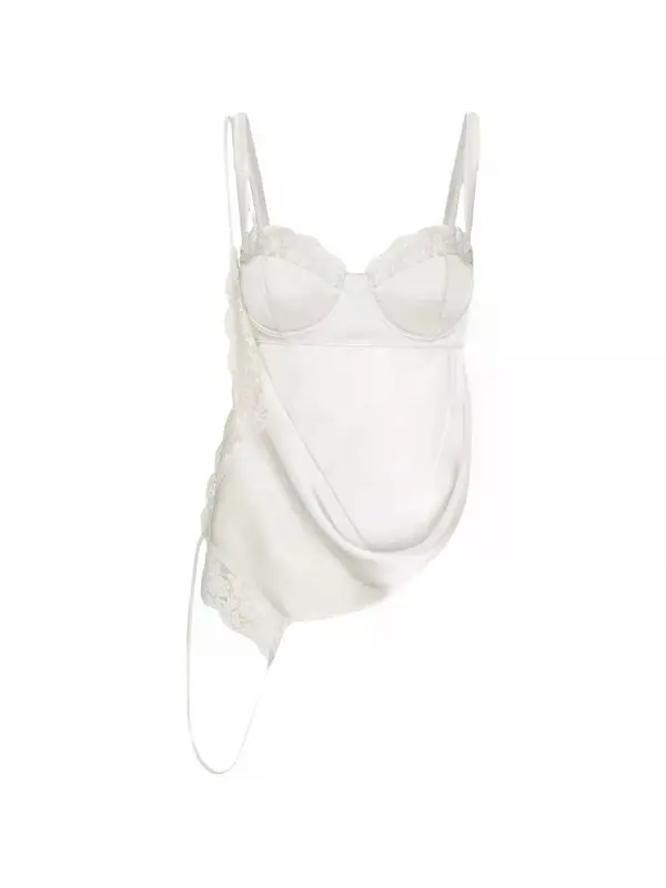SEEN USERS Name Picasso Lace-trim Sweetheart Neck Top - White