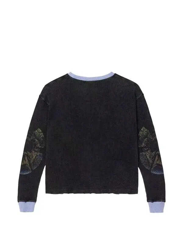 VALE FOREVER Wrath Of Faith" Graphic Print Waffle Knit Sweater
