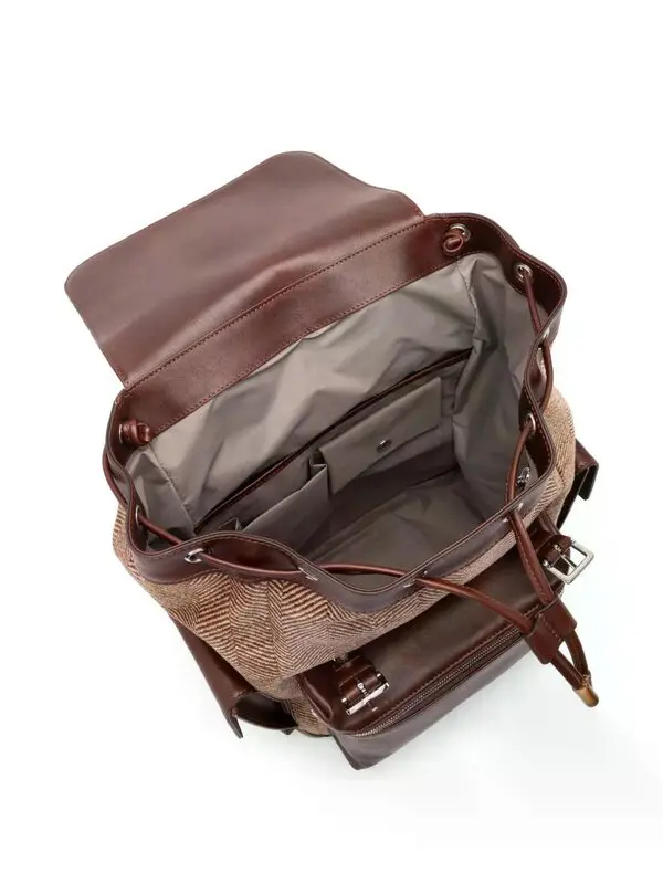 Brunello Cucinelli Herringbone Pattern Backpack