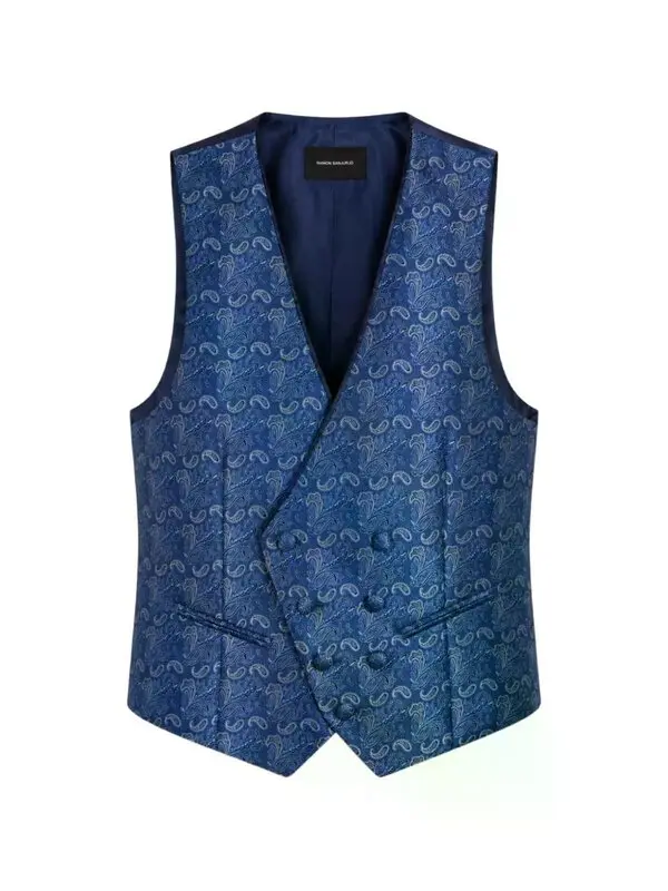 RAMON SANJURJO Paisley Jacquard Double-breasted Waistcoat