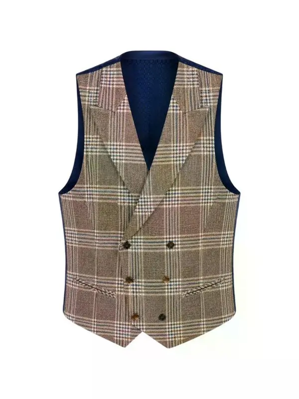 RAMON SANJURJO Check-pattern Double-breasted Waistcoat