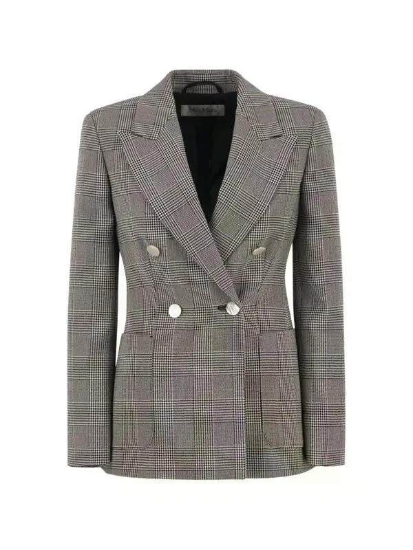 Max Mara Prince Of Wales Check Double-breasted Blazer - Grey