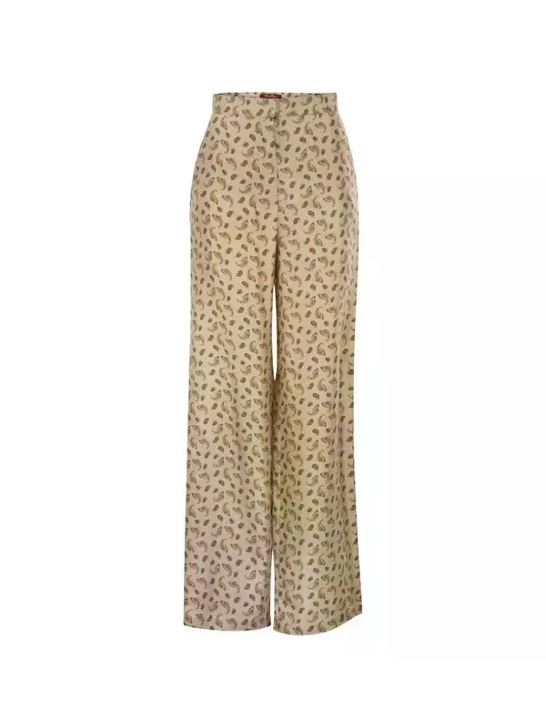 Max Mara Silk Paisley Print Palazzo Pants