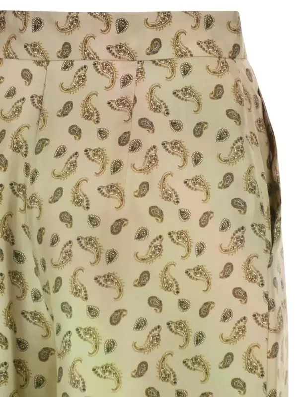 Max Mara Silk Paisley Print Palazzo Pants