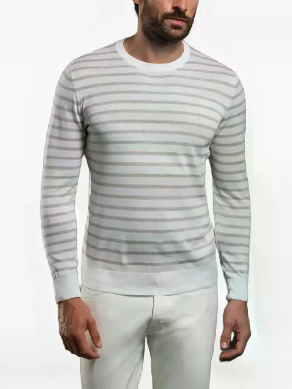 MOORER Orvieto Striped Sweater - White