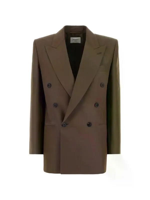 Saint Laurent Peak Lapel Double-breasted Blazer - Brown
