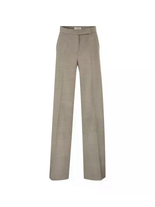 Max Mara Prince Of Wales Check Virgin Wool Trousers - Neutrals
