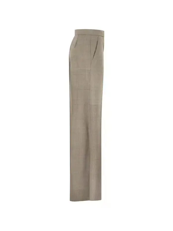 Max Mara Prince Of Wales Check Virgin Wool Trousers