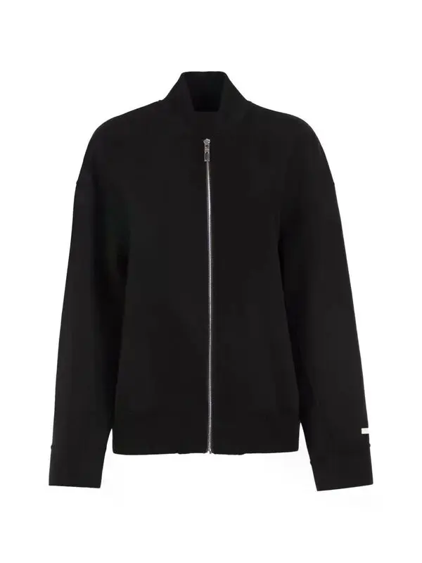 Sportmax Ribbed Knit Virgin Wool Bomber Jacket - Black