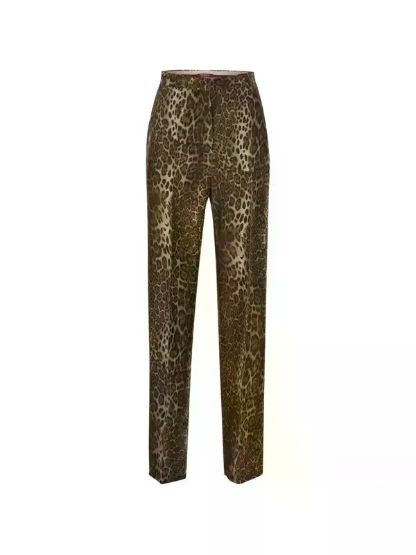 Max Mara Animal-print Silk Trousers
