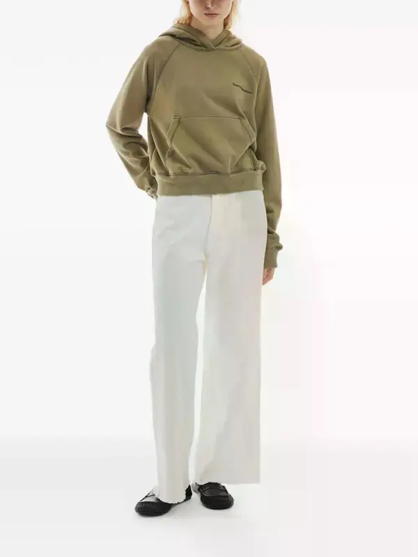 REST&RECREATION Zig-zag Stitch Cropped Hoodie - Green