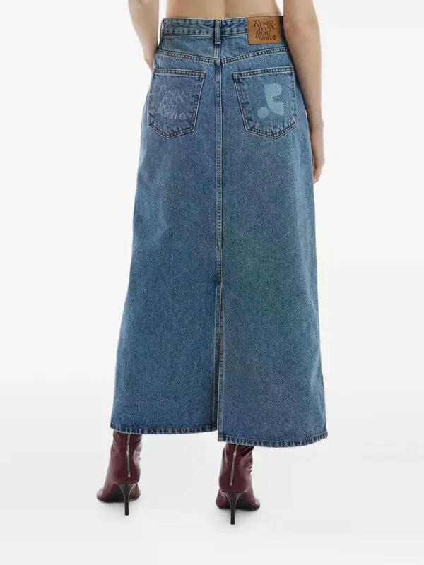 REST&RECREATION Logo Print Denim Skirt