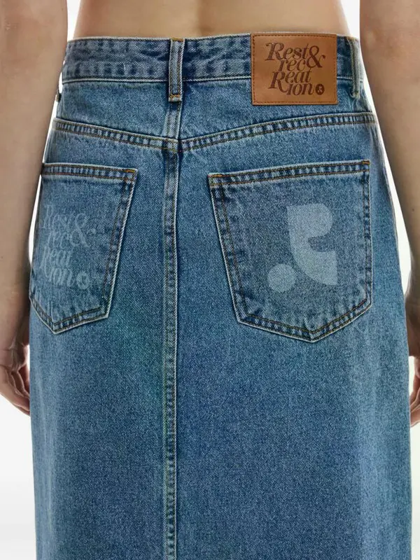 REST&RECREATION Logo Print Denim Skirt