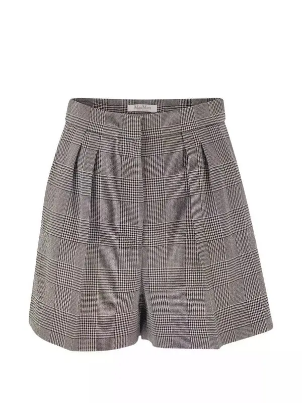 Max Mara Prince Of Wales Check Wool Tailored Shorts - Blue