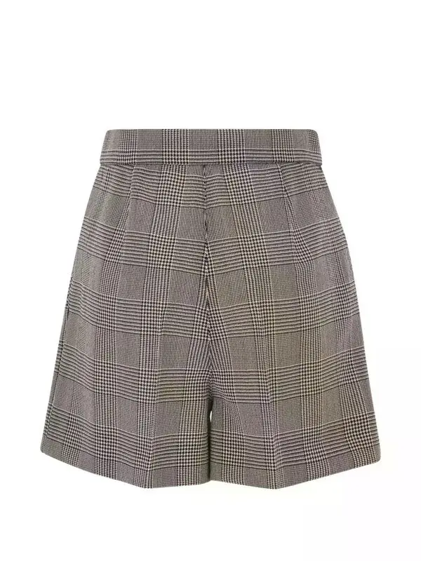 Max Mara Prince Of Wales Check Wool Tailored Shorts - Blue