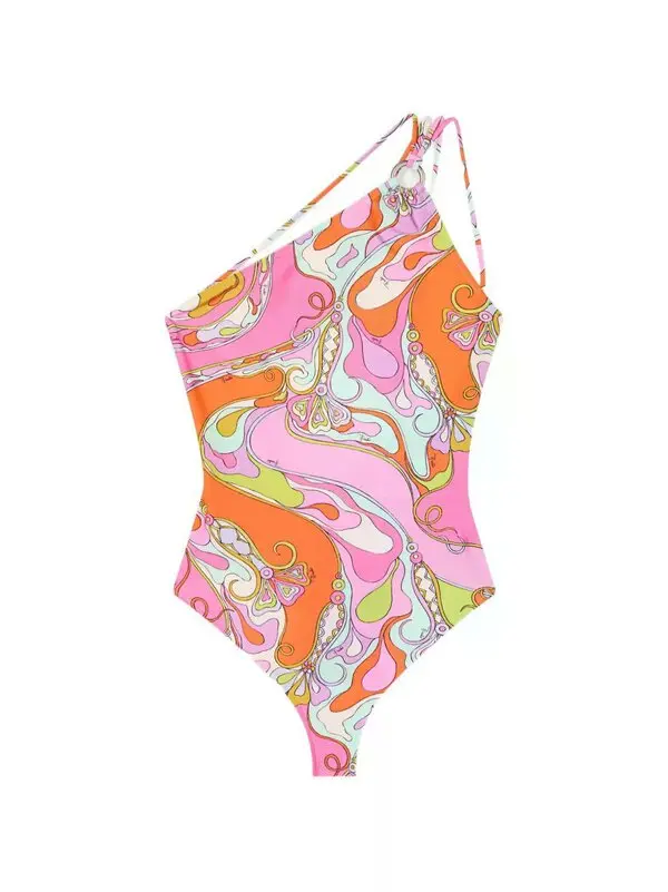 Emilio Pucci Asymmetric Floral-print Swimsuit - Pink