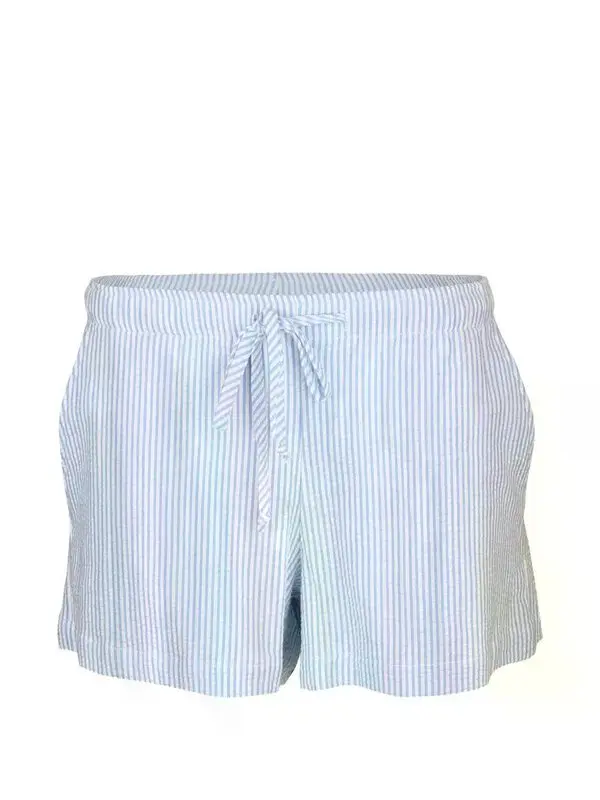 THE LADY AND THE SAILOR Flutter Striped Seersucker Shorts