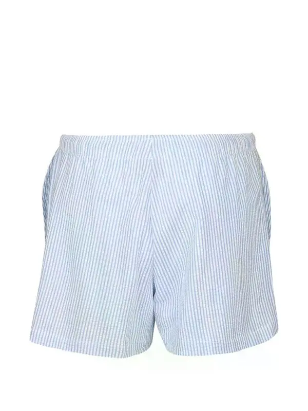THE LADY AND THE SAILOR Flutter Striped Seersucker Shorts