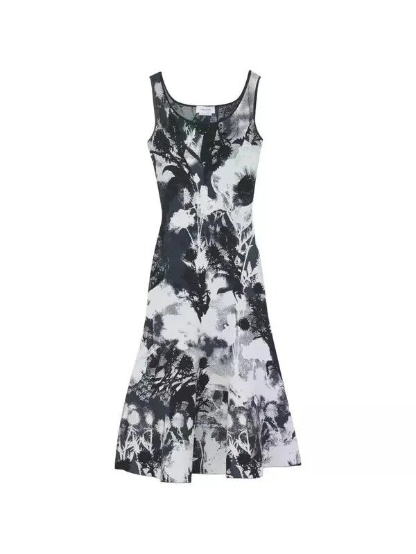 Alexander McQueen Floral Intarsia Sleeveless Midi Dress - Black
