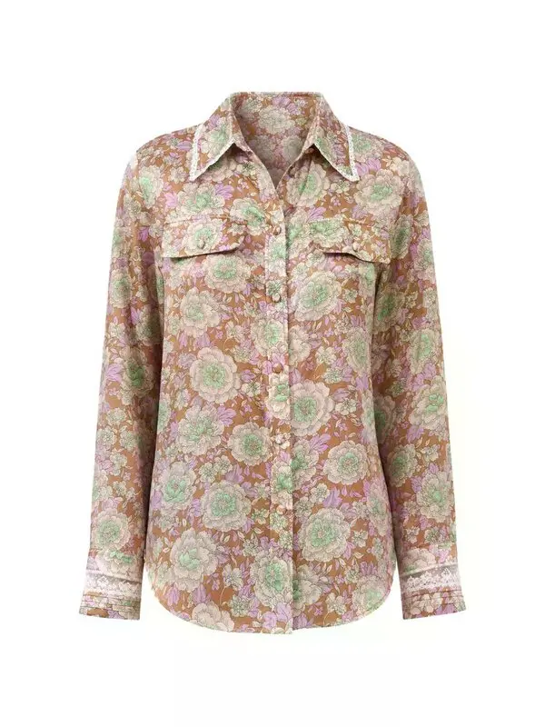 Paul & Joe Geranium Floral-print Lace-trim Shirt