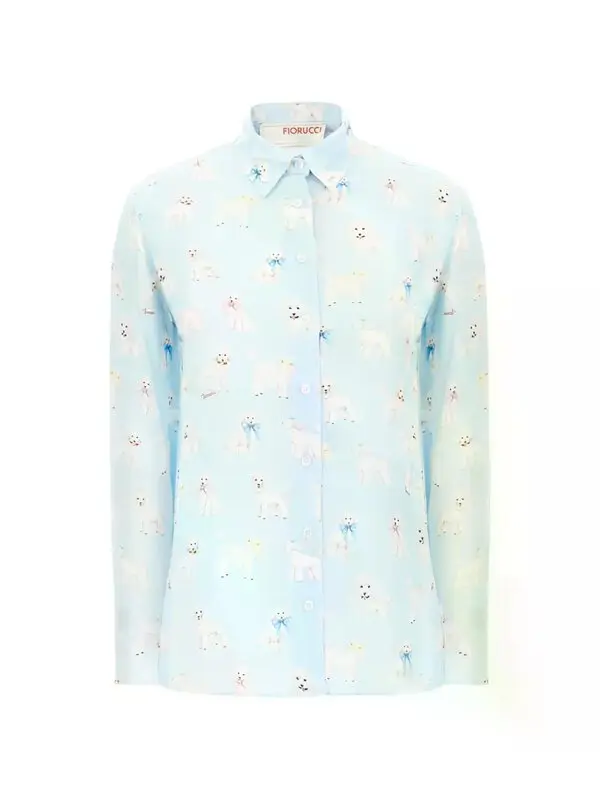Fiorucci Long-sleeve Shirt With Poodle Print - Blue