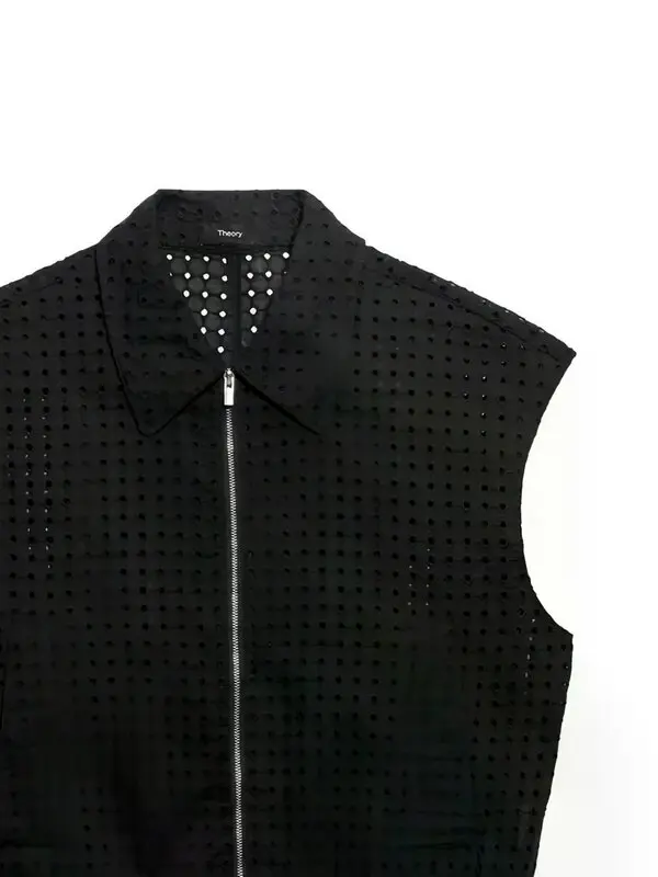 Theory Broderie Anglaise Zip-up Gillet - Black