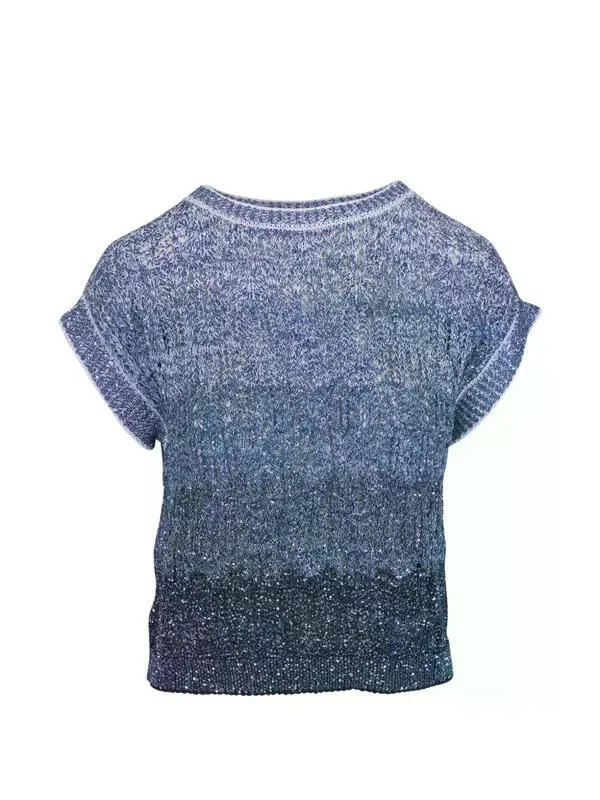 D.exterior Sequin-embellished Ombre Effect Top - Blue