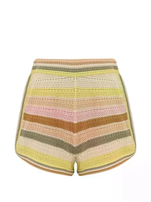 Zimmermann Indra Stripe Crochet Shorts - Neutrals