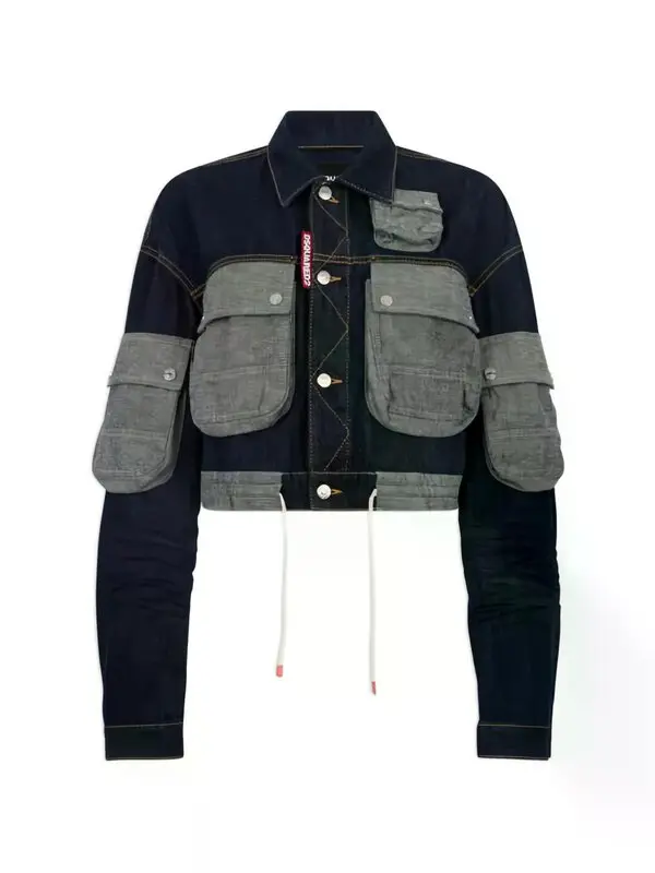 Dsquared2 Multi-pocket Cropped Denim Jacket - Blue