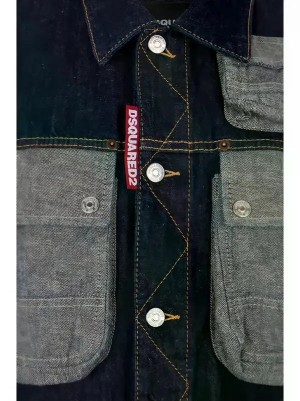 Dsquared2 Multi-pocket Cropped Denim Jacket