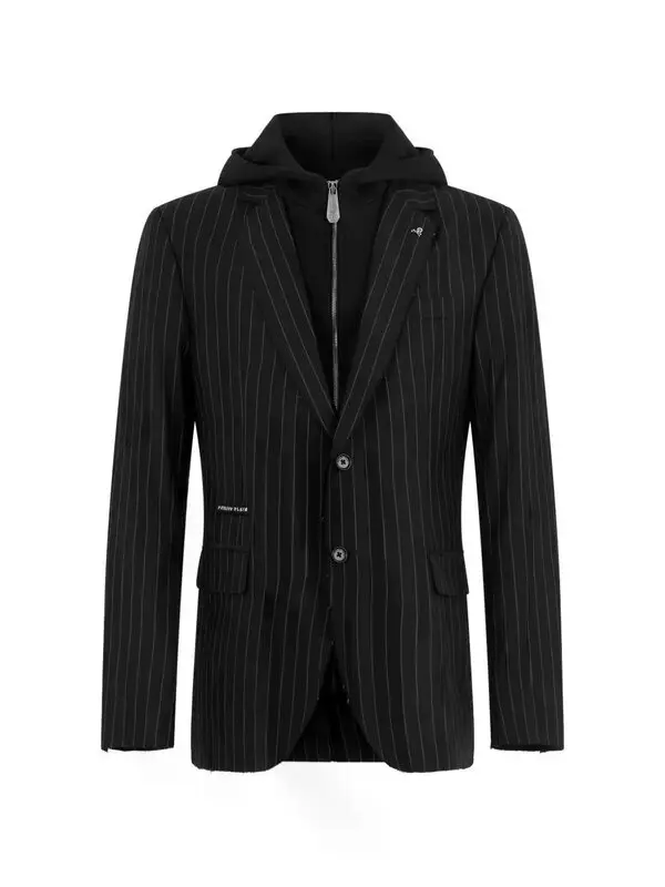 Philipp Plein Pinstripe-pattern Hooded Blazer