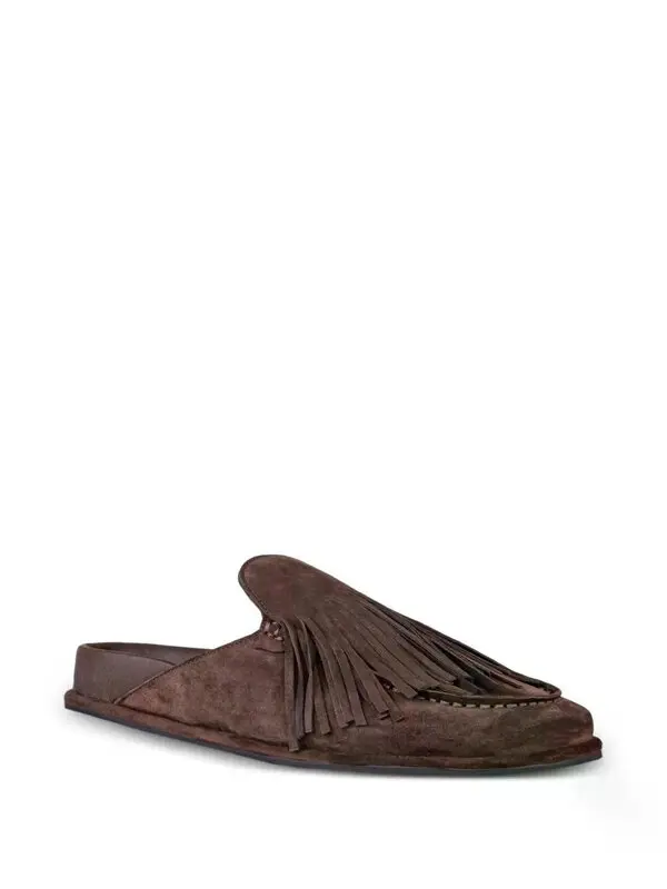 JVAM Fringe Detail Suede Mules